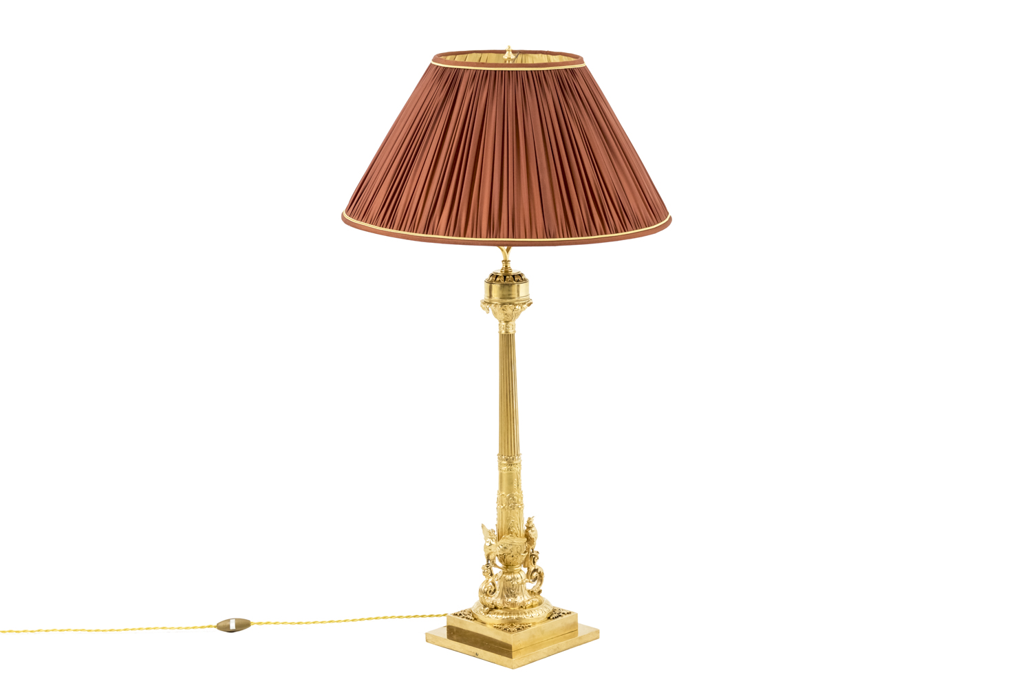 Lampe style Empire en bronze doré, années 1950 - JLF Antiquités